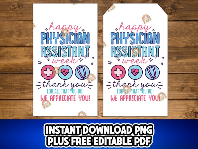 Physician Assistant Week Tags Printable, Physician Associate Gift Tag ...