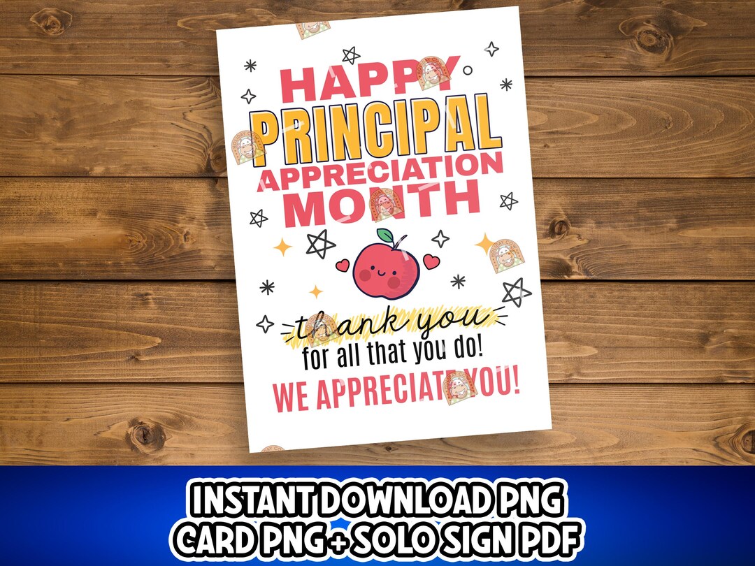 Principal Appreciation Month Gift Printable, National Principals' Month ...