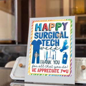 Surgical Tech Week Gift Printable, Surgical Tech Appreciation Card ...
