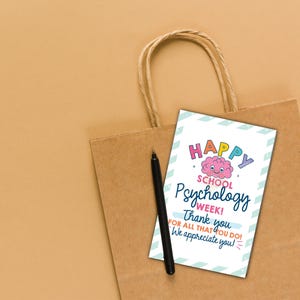 School Psychology Week Tag Printable, School Psych Gift Tag, School ...