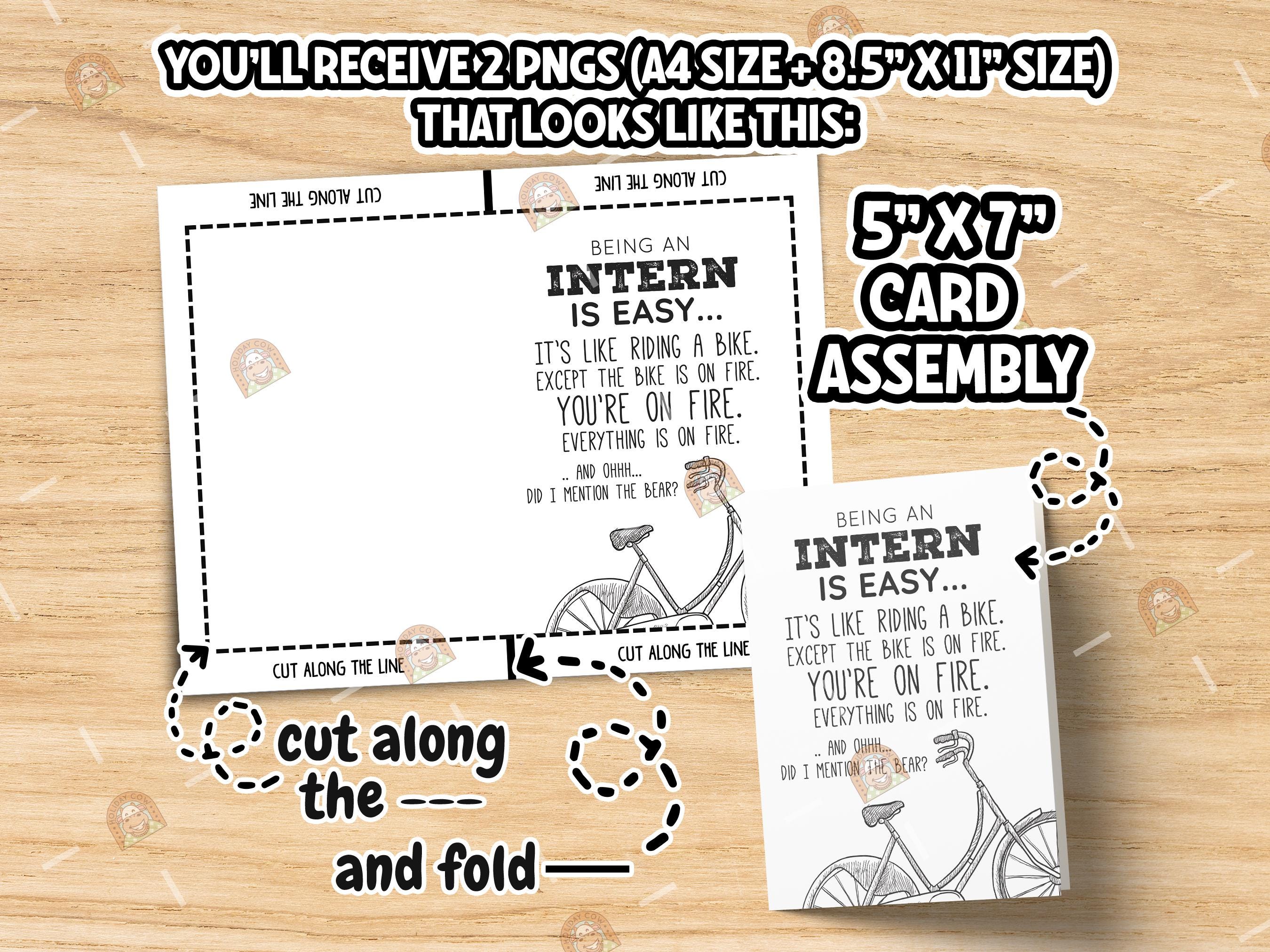 Intern Card, Printable Funny Card for Intern, Intern Day Gift, Intern ...