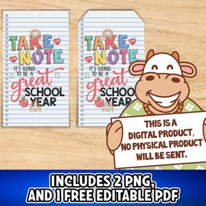 Back to School Tag Printable, Take Note Its Going to Be Great School ...