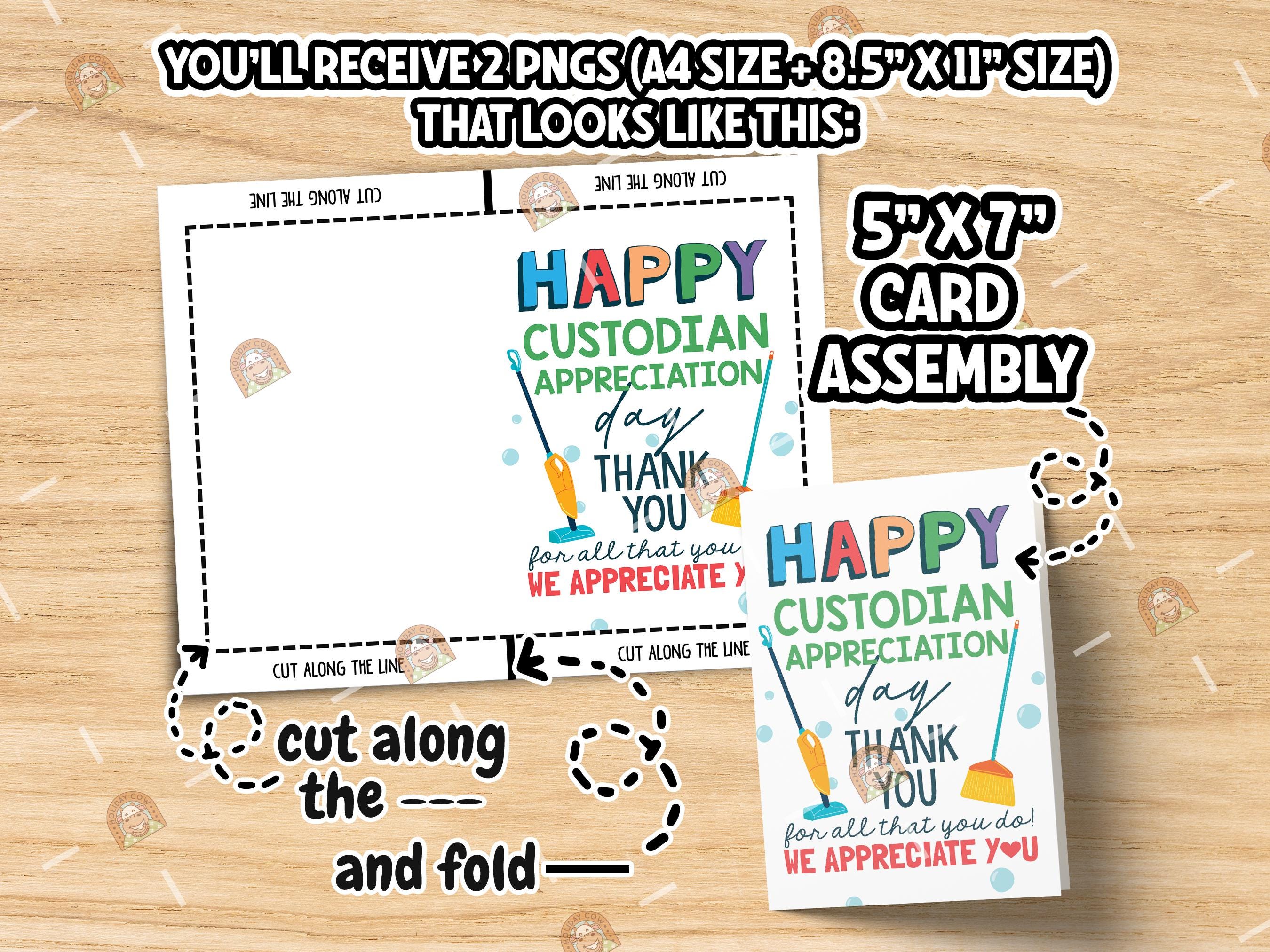 Custodian Day Card Printable, Custodian Appreciation Gift, Thank You ...