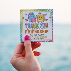 End of Year Classmate Gift Tag Printable, End of School Year Tag for ...