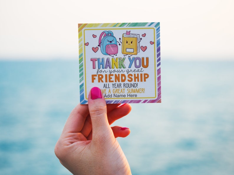 End of Year Classmate Gift Tag Printable, End of School Year Tag for ...