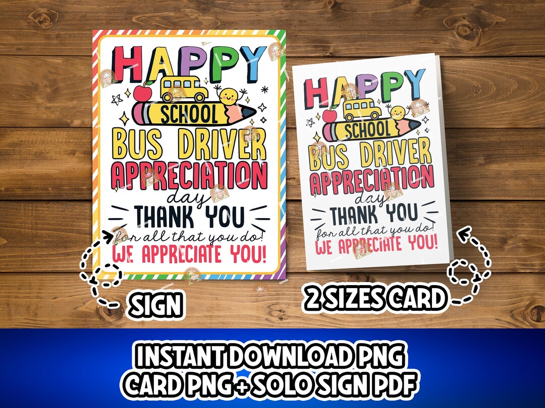 School Bus Driver Appreciation Day Gift, Printable School Bus Driver ...