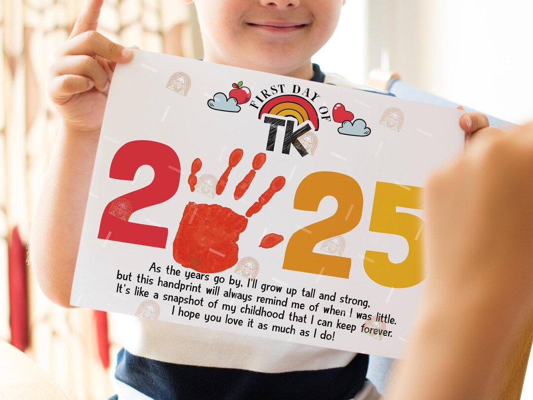 First Day of TK Handprint Art Printable, TK Back to School Handprint ...