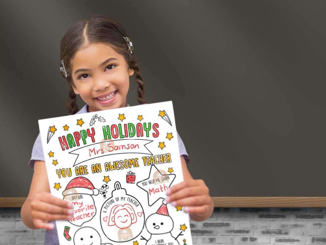Teacher Christmas Gift Printable, Teacher Holiday Gift Card From Kids ...