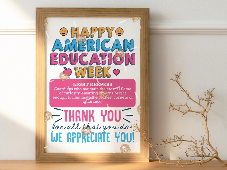 Printable American Education Week Card, Teacher Thank You Card ...
