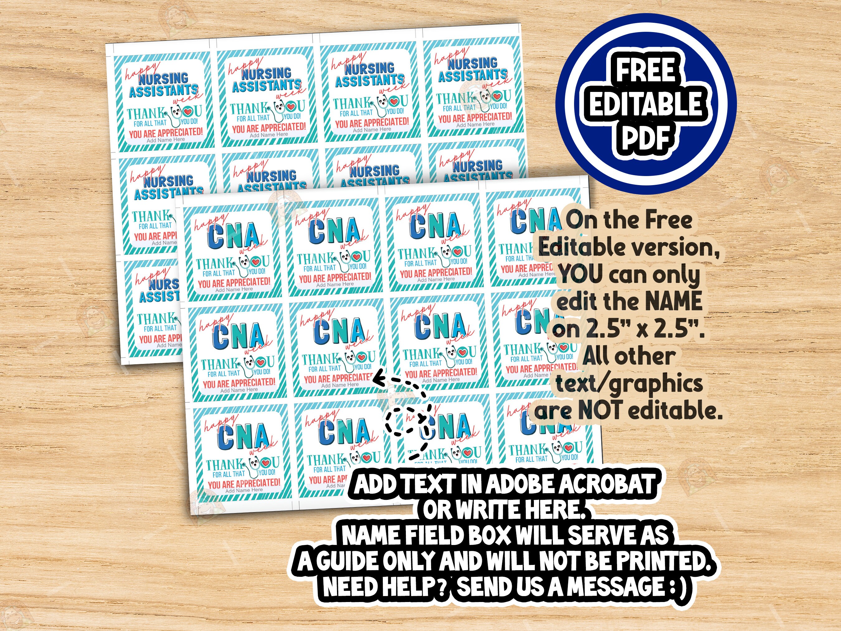 CNA Week Tags Printable, Certified Nursing Assistant Week Tag, Cna ...