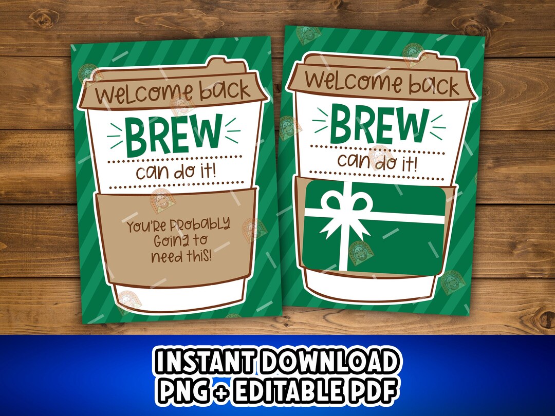 Welcome Back Gift Card Holder Printable, Punny Coffee Gift Card Holder ...