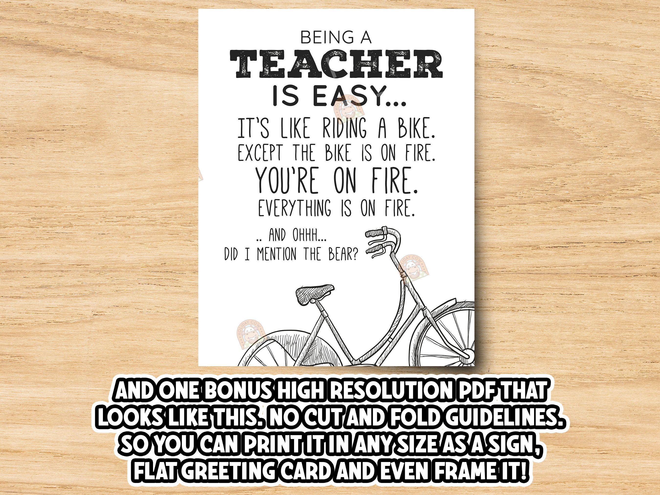 Funny Teacher Thank You Card, Teacher Appreciation Week Printable Card ...