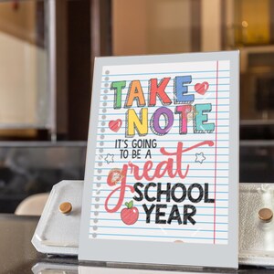 Back to School Card Printable, Take Note Its Going to Be Great School ...