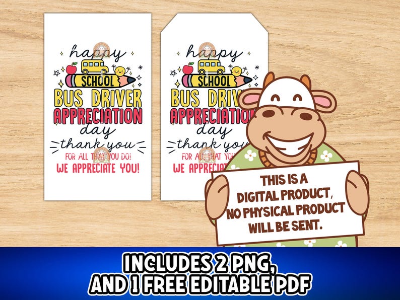 Printable School Bus Driver Appreciation Day Gift Tag, School Bus ...