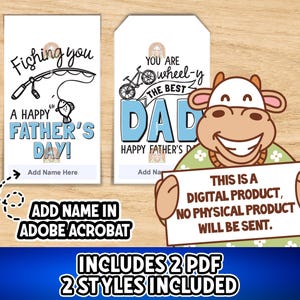 Fathers Day Tags Set, Funny Fathers Day Gift Tags Printable, Happy ...