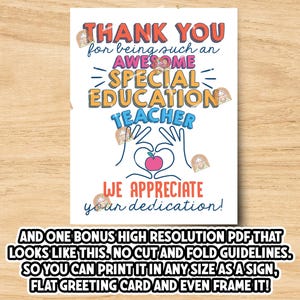 Special Ed Teacher Gift, Printable Special Education Day Card, Thank ...