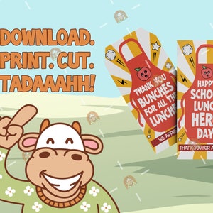 School Lunch Hero Day Tag, Lunch Hero Gift Tags Printable, School Lunch ...