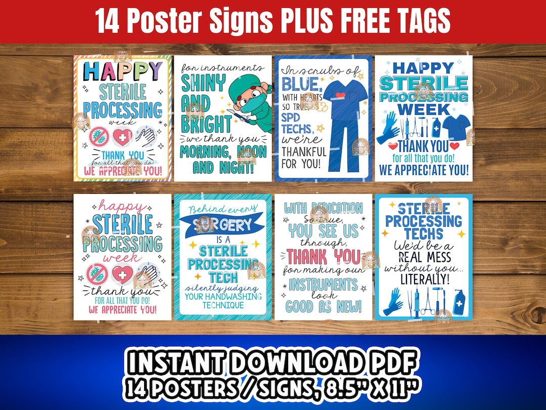 Sterile Processing Week Printable Signs, Sterile Processing Tech Gifts ...