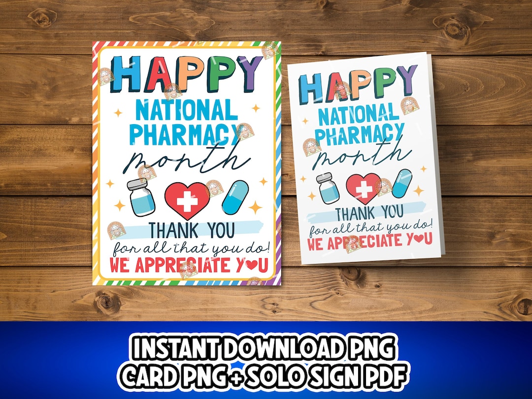 National Pharmacy Month Card Printable, Pharmacy Month Gift, Pharmacy ...