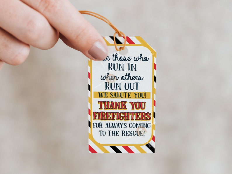 Firefighter Tags Printable, Firefighter Appreciation Tags, Firefighter ...