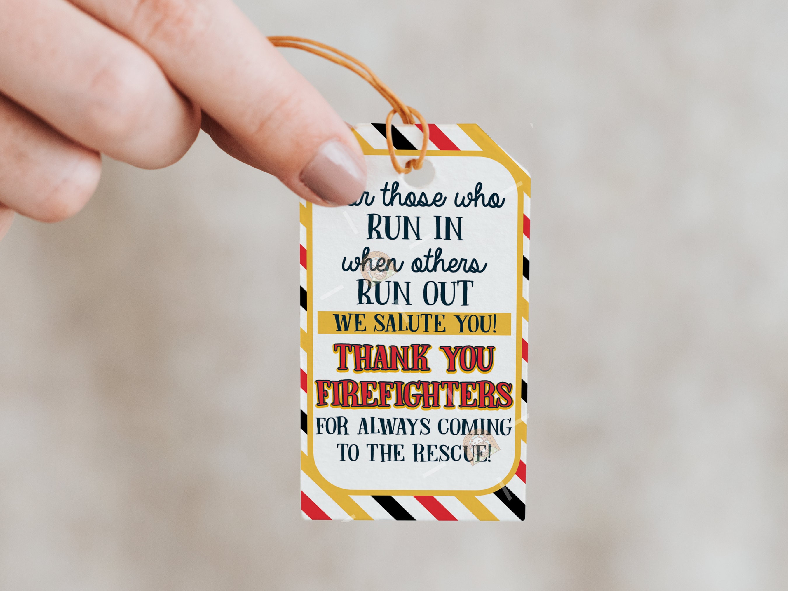 Firefighter Tags Printable, Firefighter Appreciation Tags, Firefighter ...