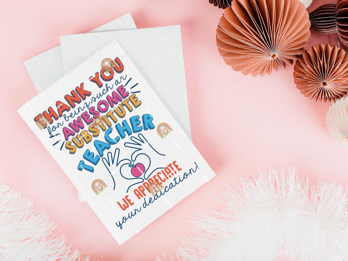 Substitute Teacher Gift, Substitute Teacher Card Printable, Substitute ...