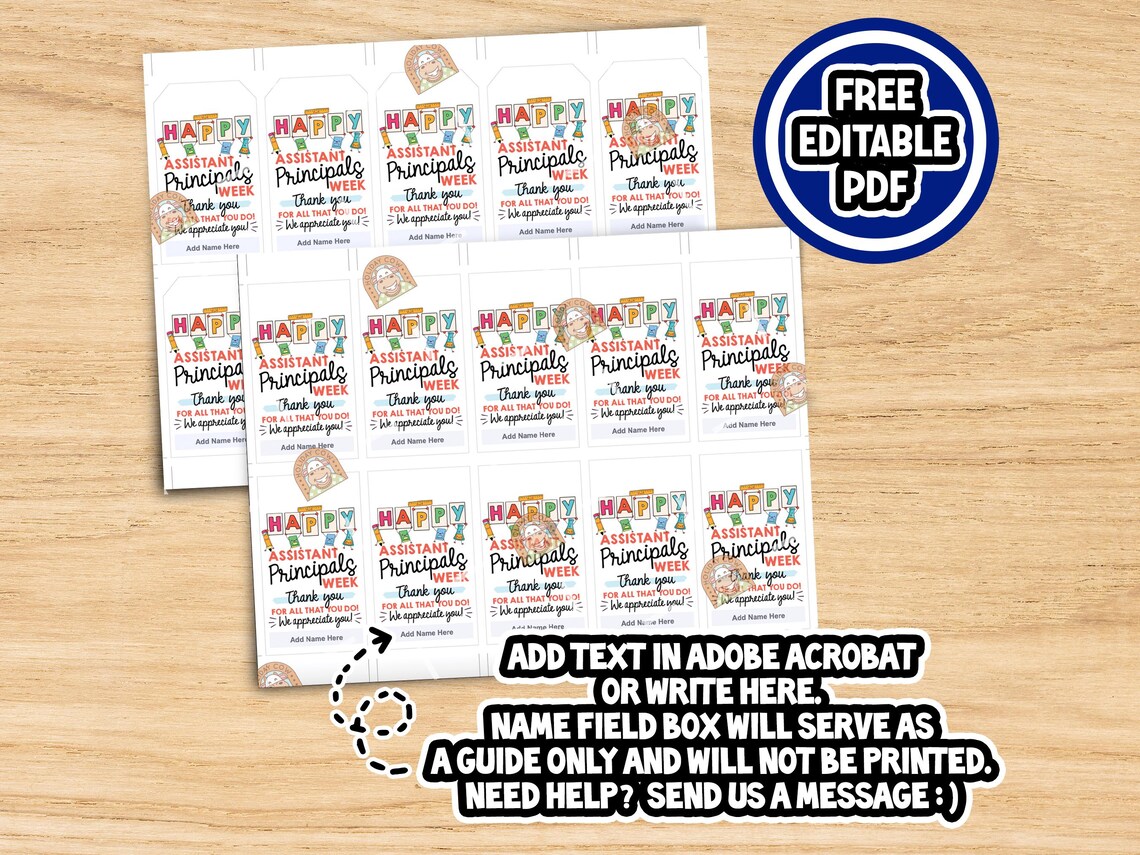 Assistant Principals Week Gift Tag Printable, Assistant Principal Week ...