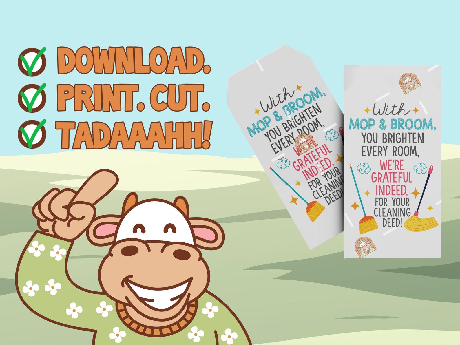 School Custodian Gift Tag Printable, National Custodian Day Tags ...