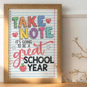 Back to School Card Printable, Take Note Its Going to Be Great School ...