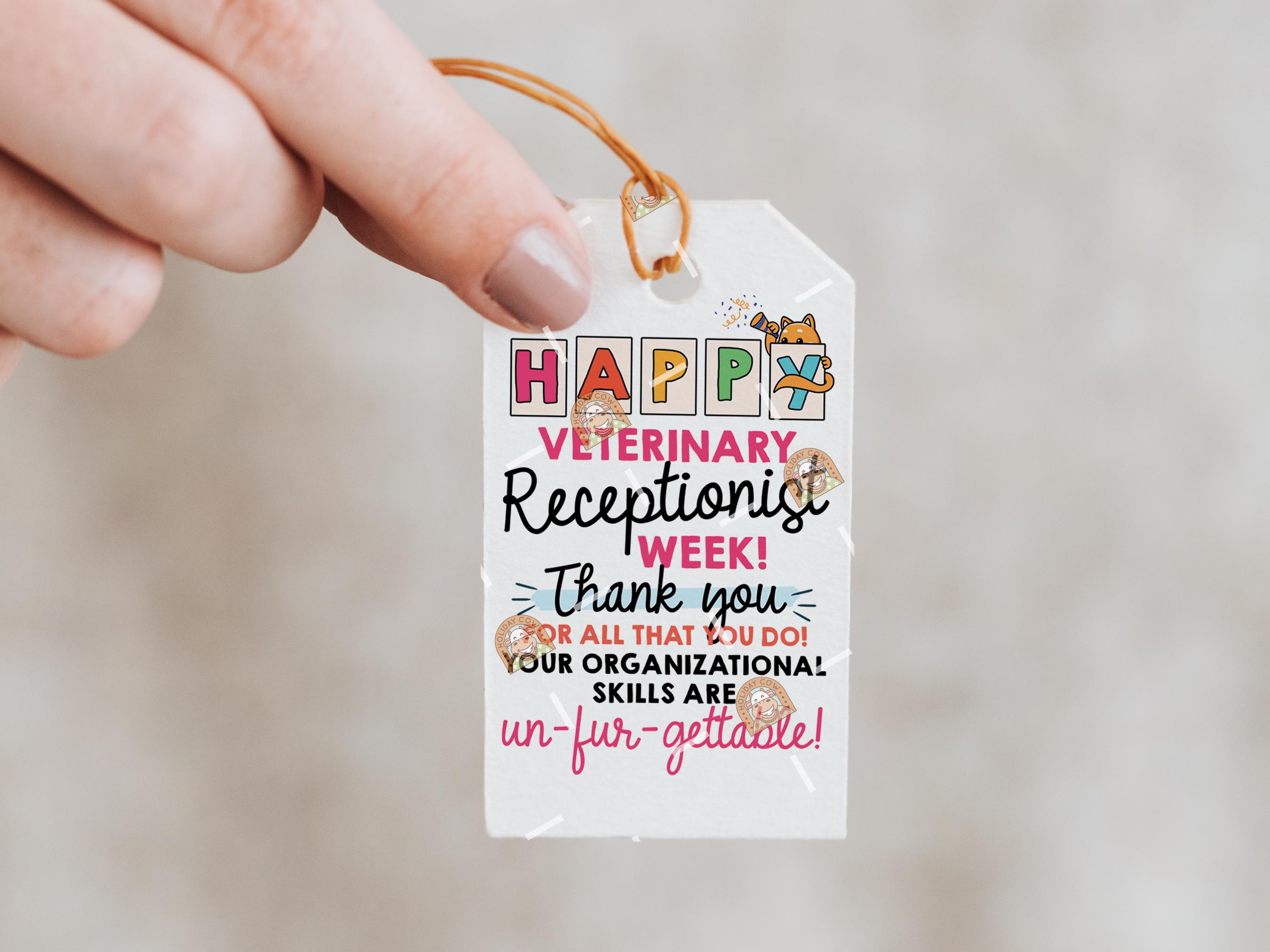 Printable Veterinary Receptionist Week Gift Tag, Veterinary ...