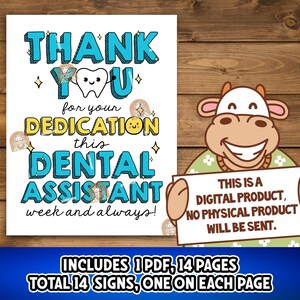 Printable Dental Signs, Dental Assistant Week Poster, Dentist's Day ...