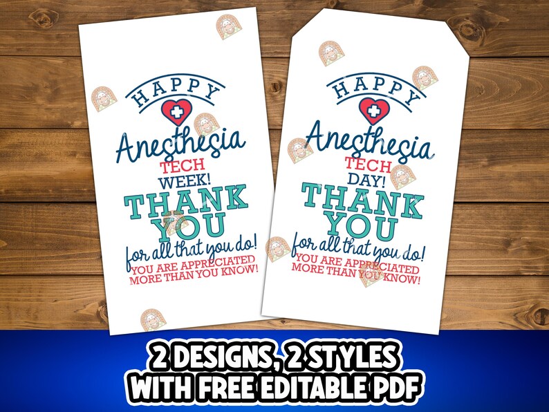 Anesthesia Tech Gift Tag Printable, Anesthesia Tech Week Tag ...
