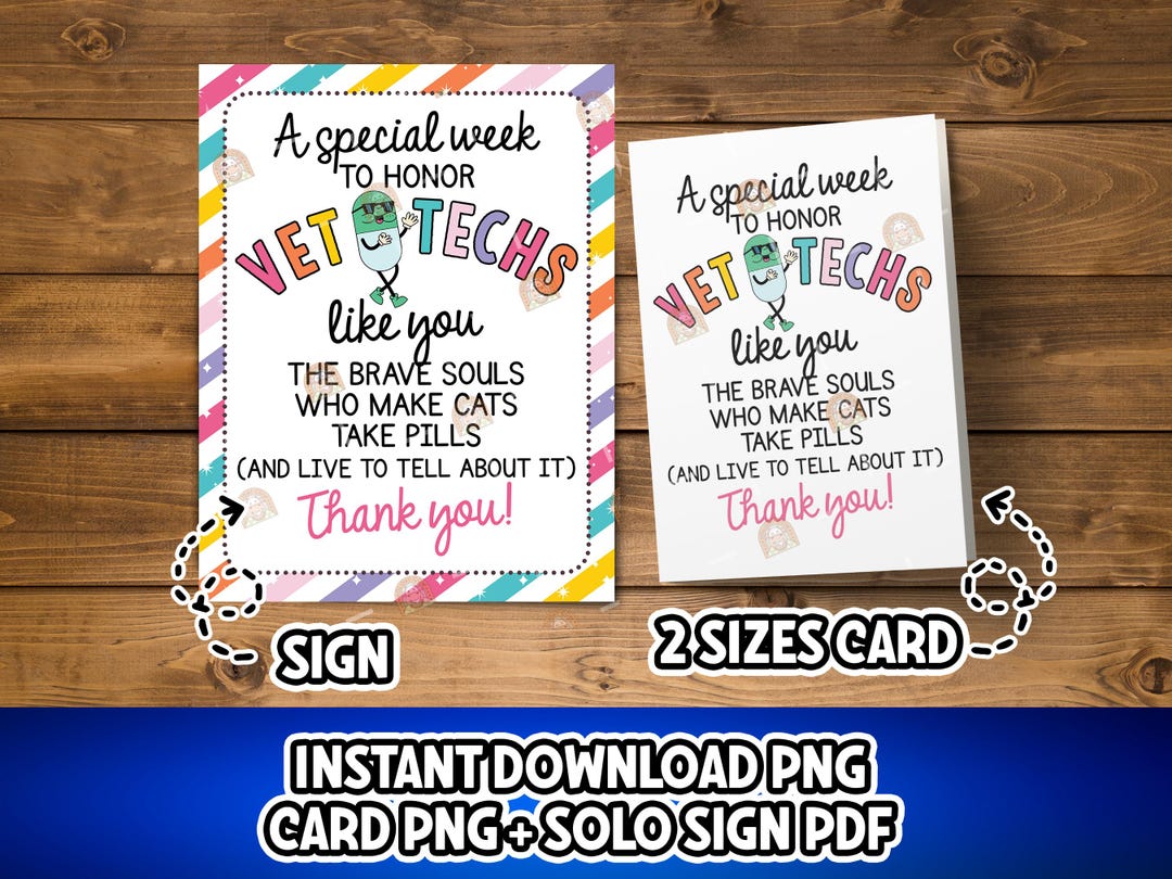 Funny Vet Tech Week Gift for Vet Tech, Happy Vet Tech Week Sign, Thank ...