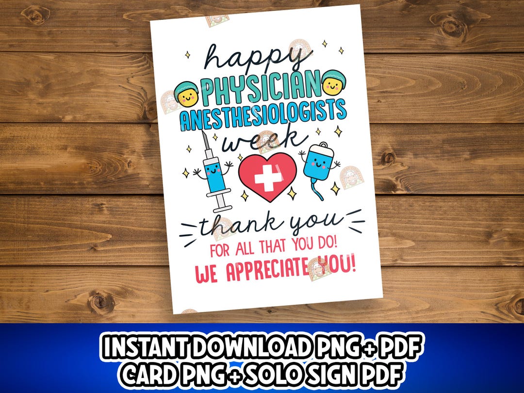 Printable Physician Anesthesiologists Week Gift, Thank You ...