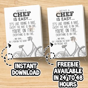 Funny Chef Card Printable, Personal Chef's Day Gift, Chef Appreciation ...