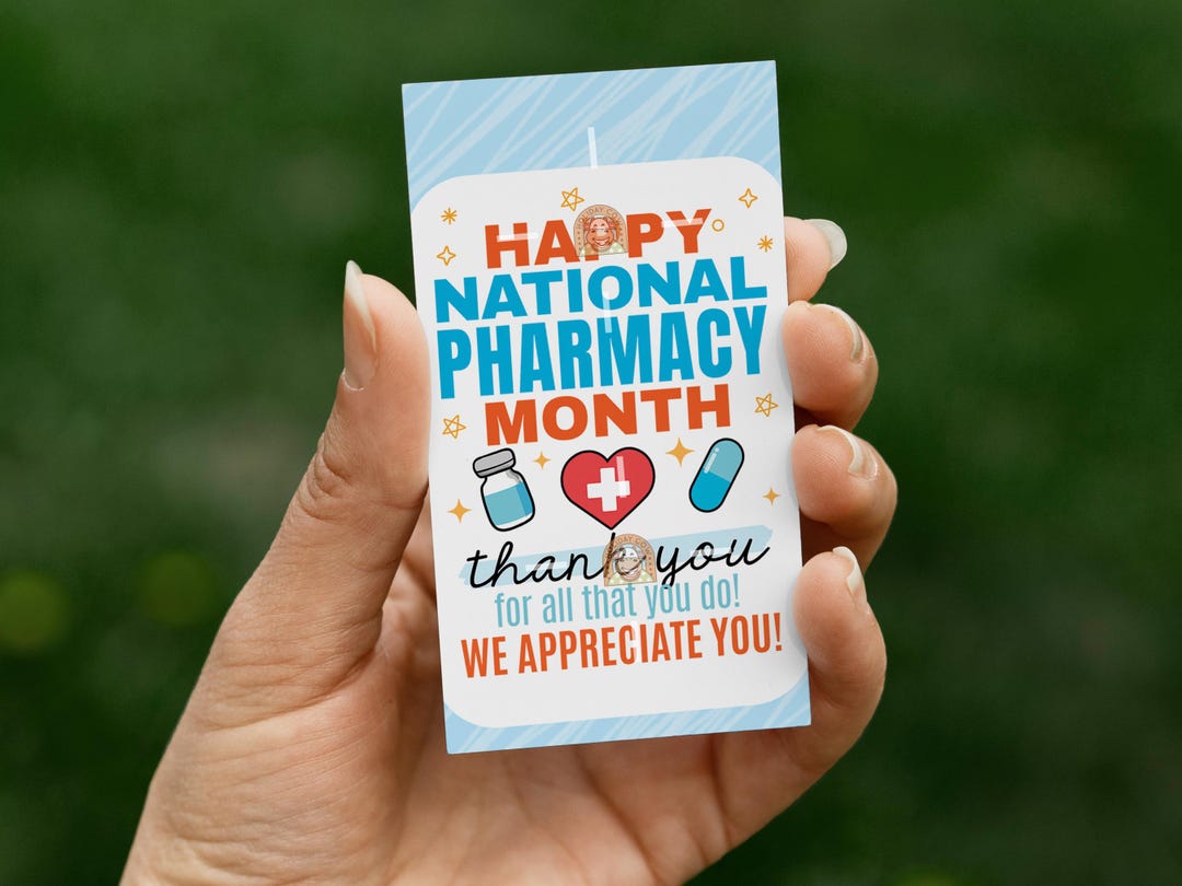 National Pharmacy Month Tags Printable, Pharmacy Month Gift Tag ...