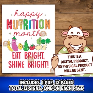 Nutrition Month Signs Printable, School Nutrition Month Décor ...