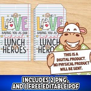 Printable School Lunch Hero Gift Tag, School Lunch Hero Day Tag, Lunch ...