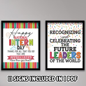 Intern Signs Bundle, Printable Happy Intern Day Poster, Intern Thank ...