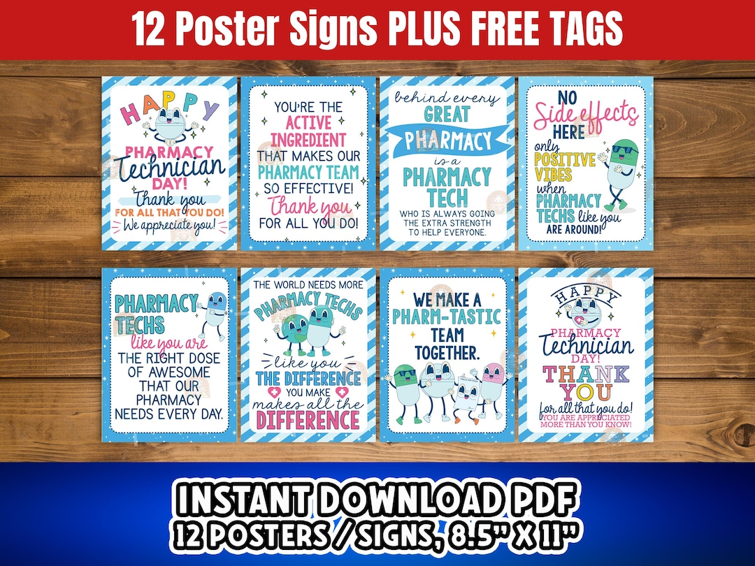 Pharmacy Tech Day Signs Printable, Pharmacy Technician Day Gift, Thank ...