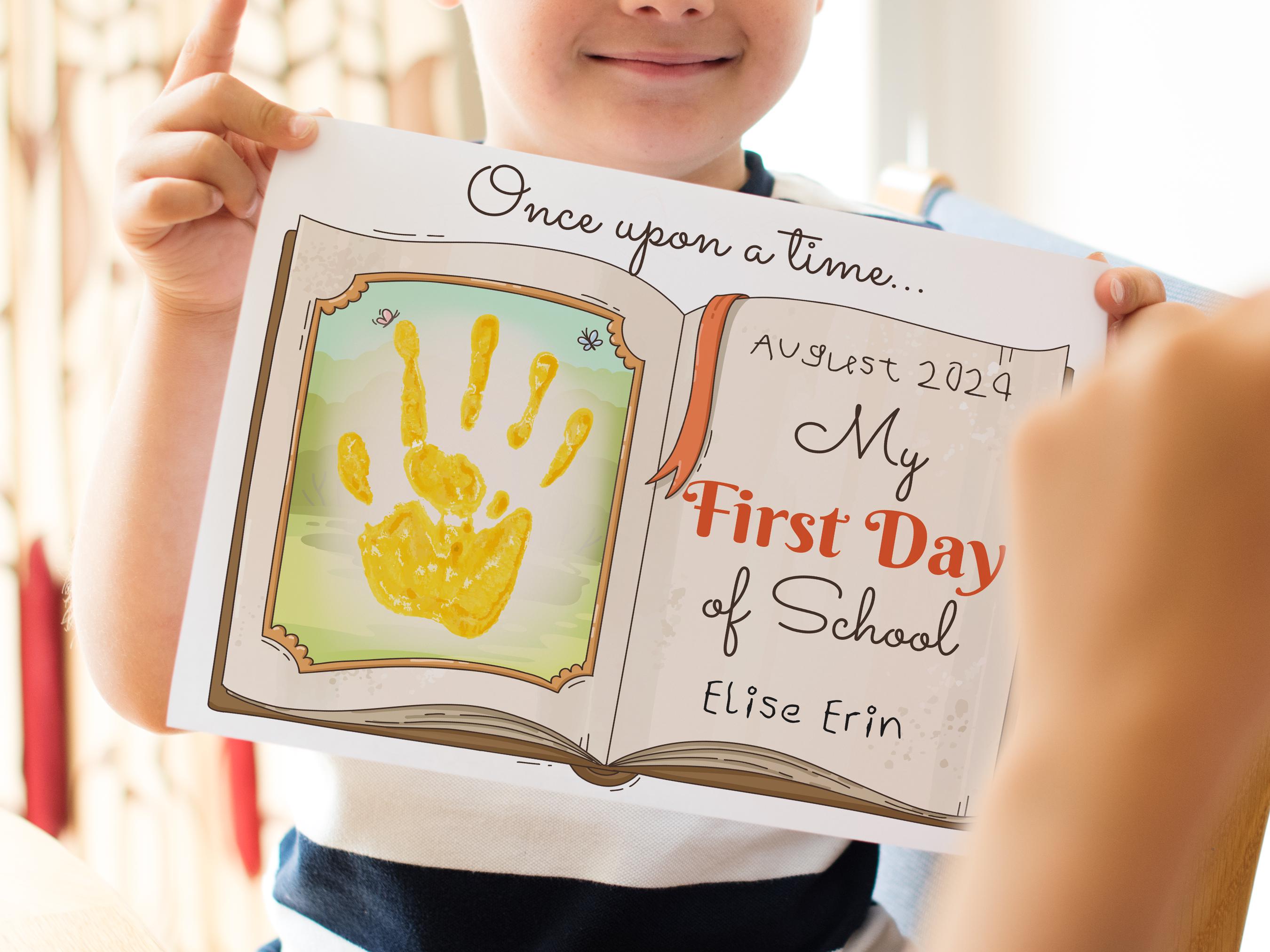First Day of School Handprint Craft Printable, Back to School Handprint ...