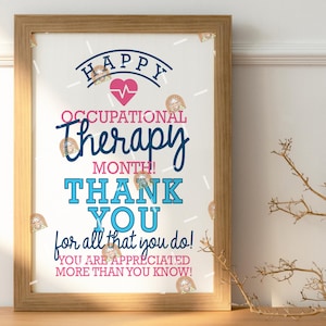 Occupational Therapy Month Card Printable, Occupational Therapist Gift ...