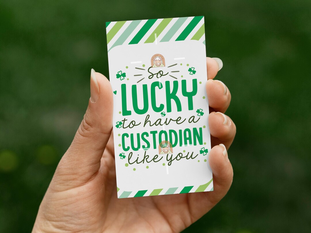 St. Patrick's Day Custodian Gift Tag Printable, Thank You Custodian St ...