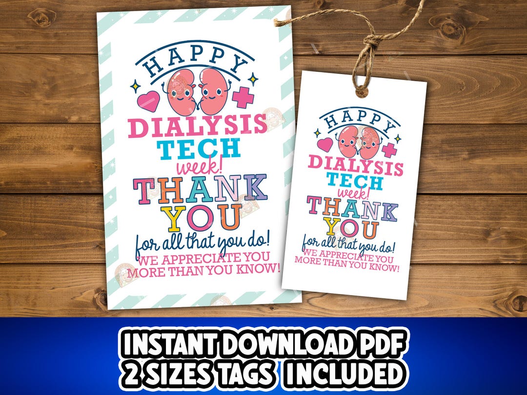 Dialysis Tech Week Gift Tag Printable, Dialysis Tech Gift Tag, Dialysis ...
