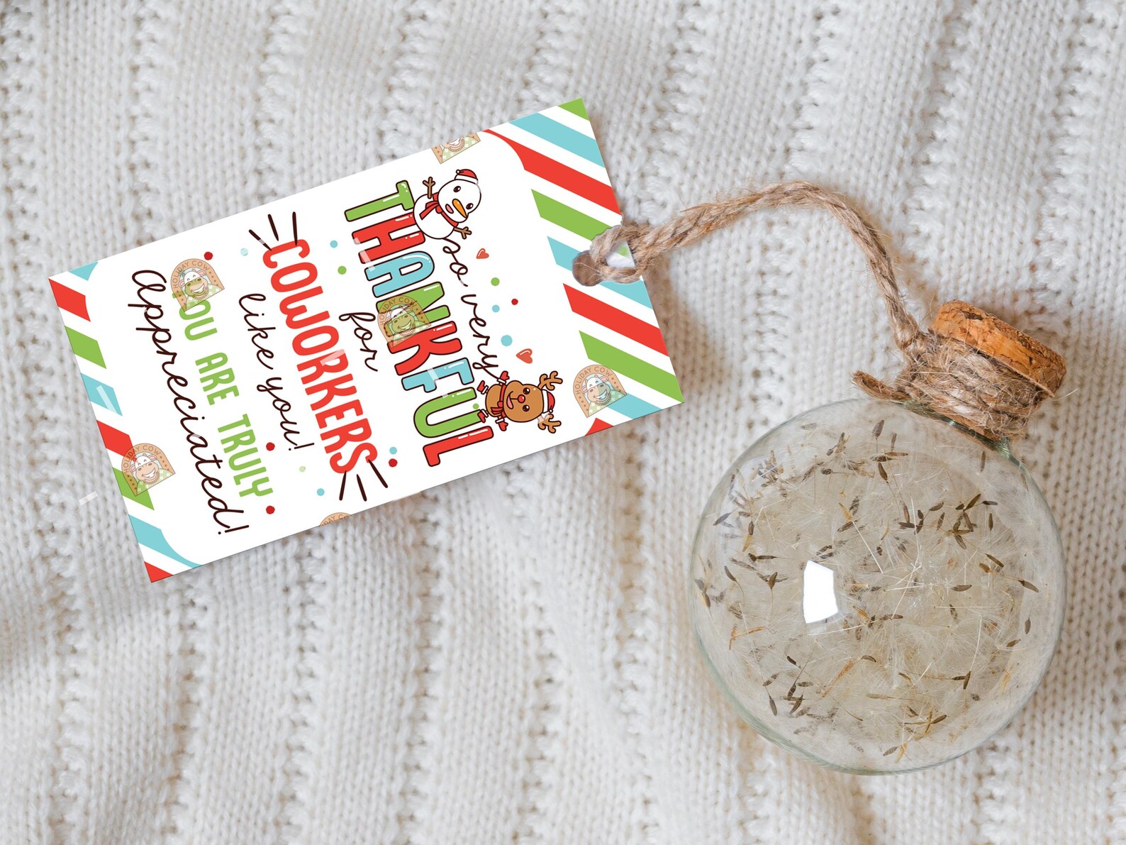 Christmas Coworker Gift Tag, Printable Thank You Co-worker Xmas Git Tag ...