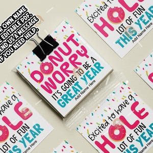 Back to School Tags, Printable Donut Worry Tags, Donut Gift Tag, First ...