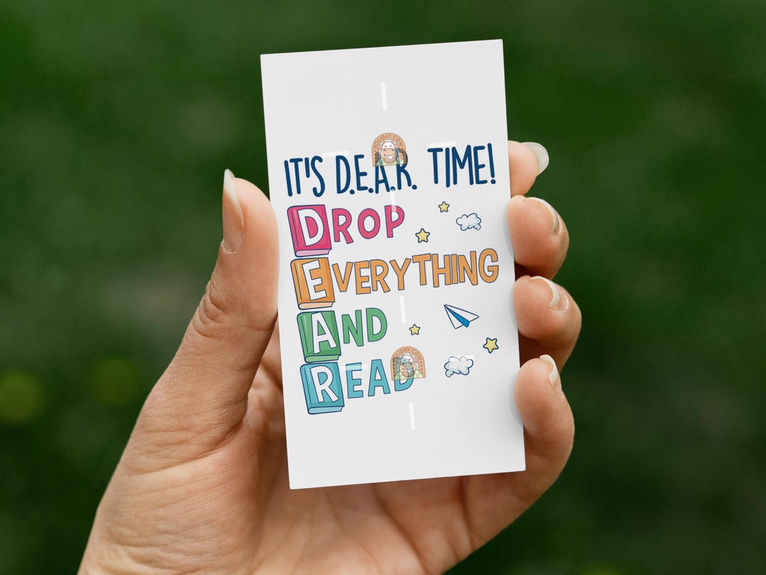 Drop Everything and Read Day Tag Printable, D.E.A.R Time Tag, Library ...