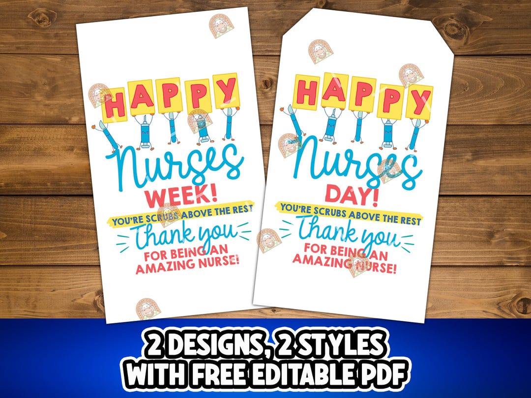 Printable Nurses Day Gift Tag, Nurse Appreciation, Nurse Thank You ...