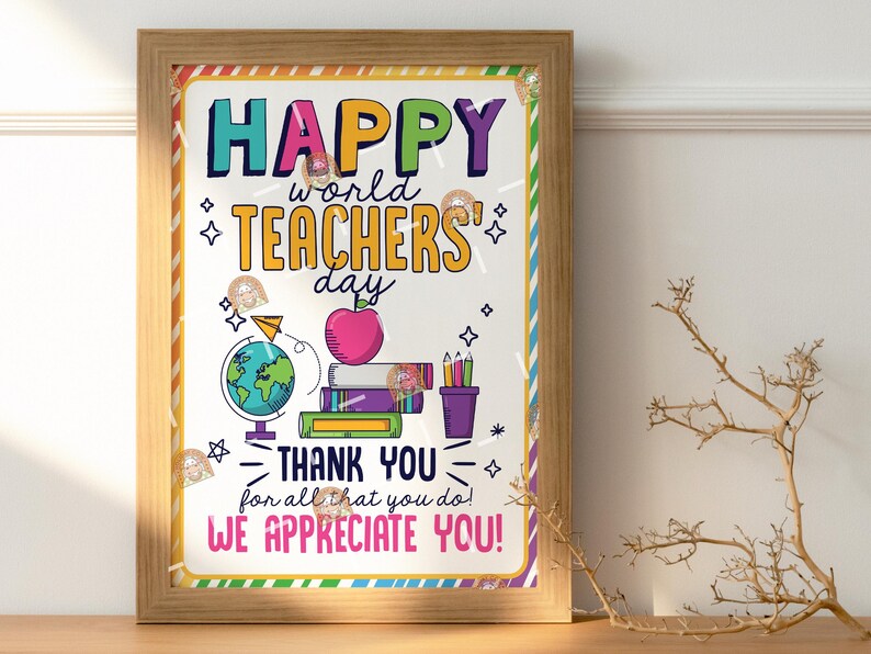 World Teachers' Day Card Printable, World Teachers Day Gift, Happy ...