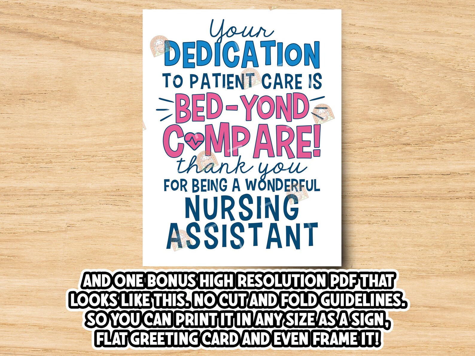 Nursing Assistant Gift, Printable CNA Week Card, CNA Week Sign, Thank ...